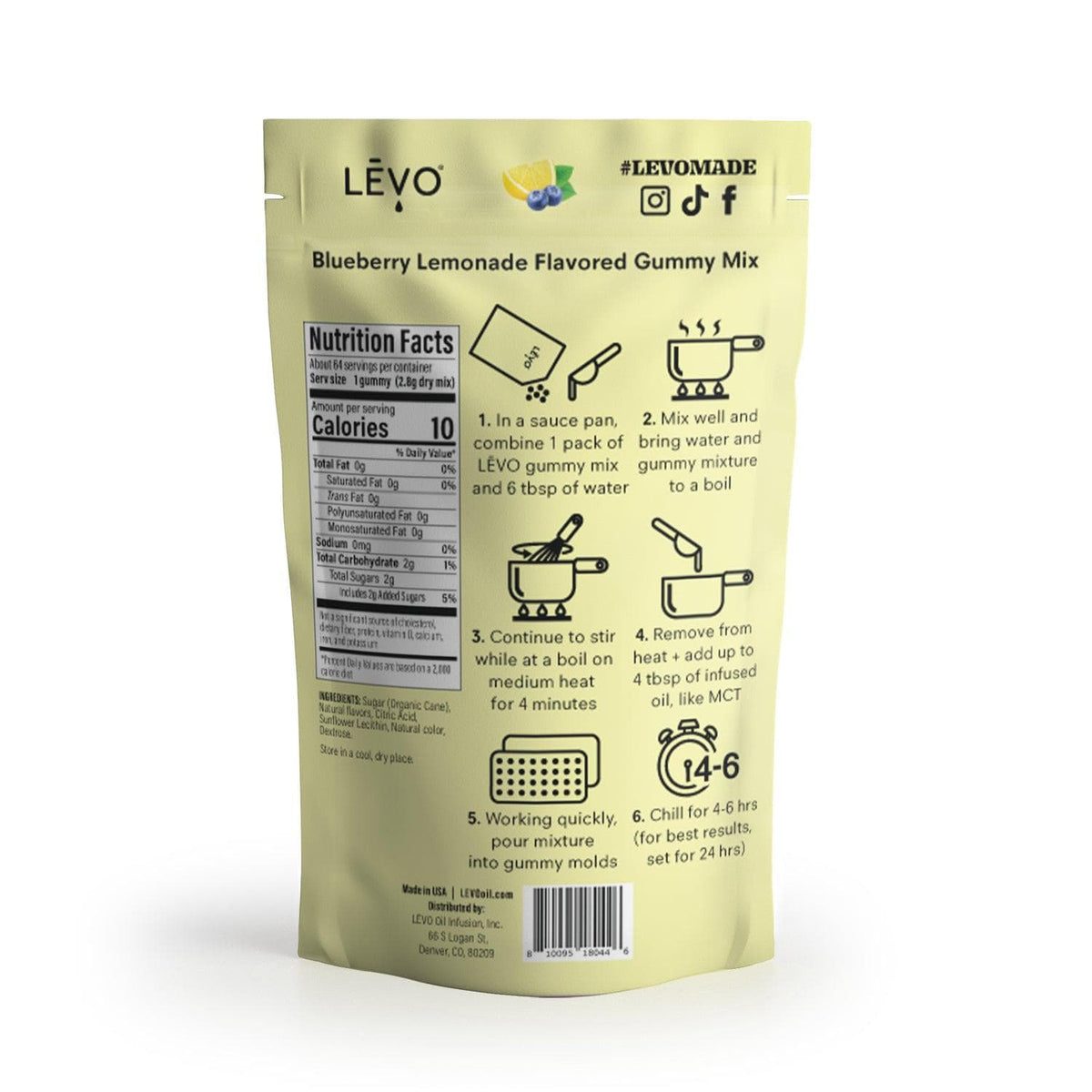 Blueberry Lemonade Easy to Use Flavored LĒVO Gummy Powder Mixes - LEVO ...